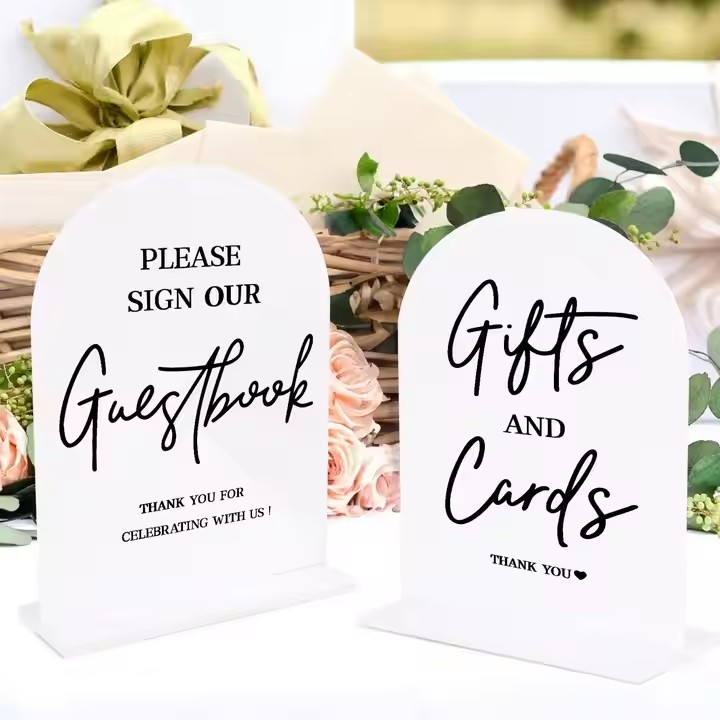 Popular White Acrylic Party Signs – Custom Laser Engraved Event Signage ...