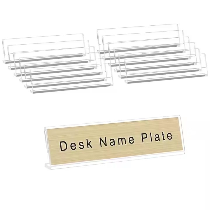 Custom L-Shaped Clear Acrylic Desk Name Plates – Office Signage Display ...