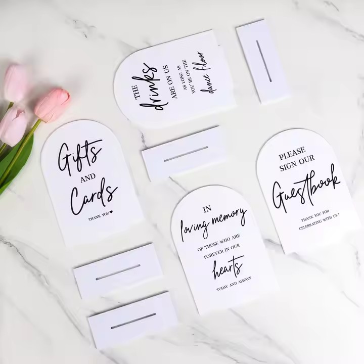 White Engraved Acrylic Signs for Party Decorations – Custom Event ...