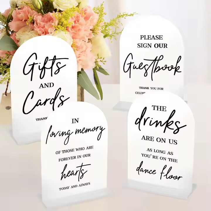 White Engraved Acrylic Signs for Party Decorations – Custom Event ...