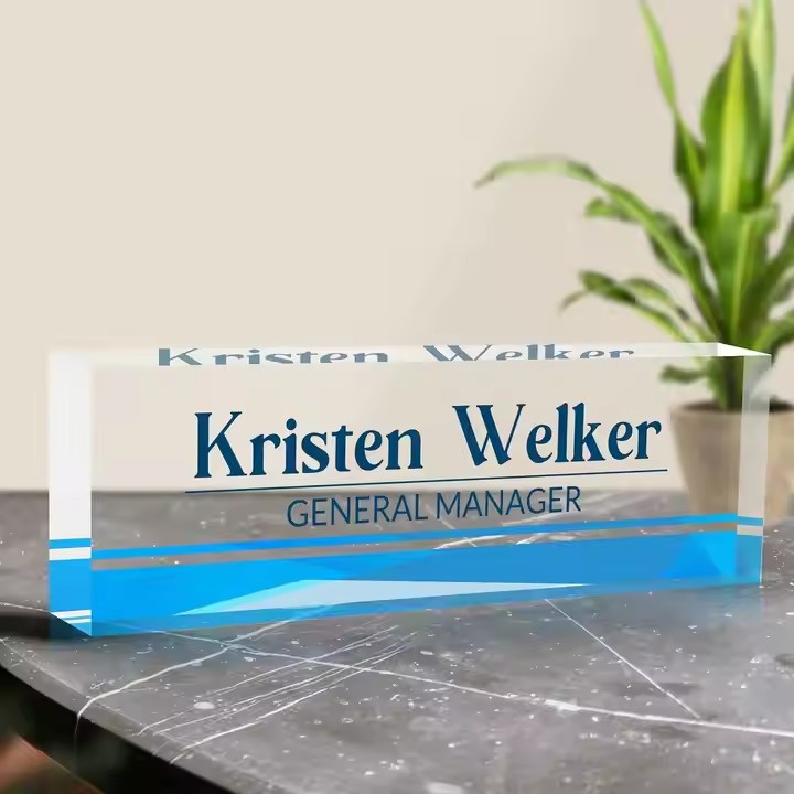 Professional Custom Clear Acrylic Desk Name Plate for Office Use ...